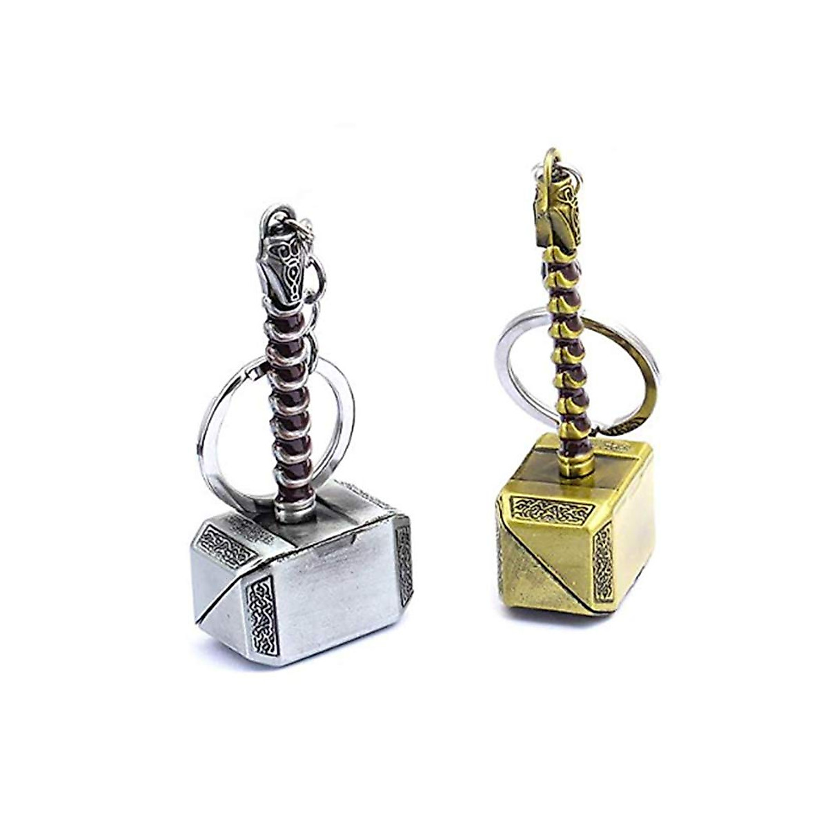 Nidavellir 2-Pack Hammer Keychain Bottle Opener, Beer Gifts Bottle Opener for Men, Husband, Dad, Grandpa, Boyfriend (Silver & Bronze)