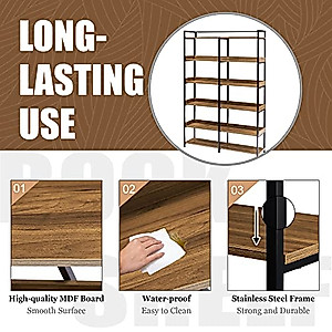 Merax 6-Tier Tall Bookshelf Bookcase, Freestanding Open Large Vintage Industrial Storage and Display Shelves for Home Office