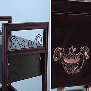 YGCBL Multifunction Portable Hand Trucks,Trolleyserving Trolley Cart Steel Pipe Board Guardrail Groove Universal Wheel Beauty Salon, Load 40 Kg, 2 Colors,Black