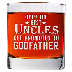 CARVELITA Only The Best Uncles Get Promoted To Godfather 11 oz Whiskey Glass, Special Godparent Gift, Communion Baptism Gift, Will you be my Godfather Gift - Best Gift For Godfather
