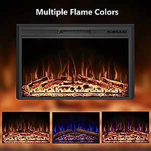 Rodalflame Electric Fireplace Inserts with Touch Screen & Remote Control, Timer, 750/1500w, Black, 32 9/10 Inches Wide, 24 9/10 Inches High