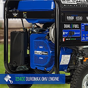 DuroMax XP5500DX 5,500-Watt/4,500-Watt 224cc Electric Start Dual Fuel Portable Generator w/CO Alert