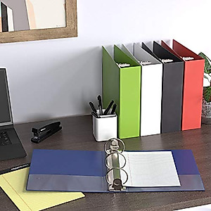 Amazon Basics 3 Inch, 3 Ring Binder, Round Ring, Customizable View Binder, Black, 12-Pack