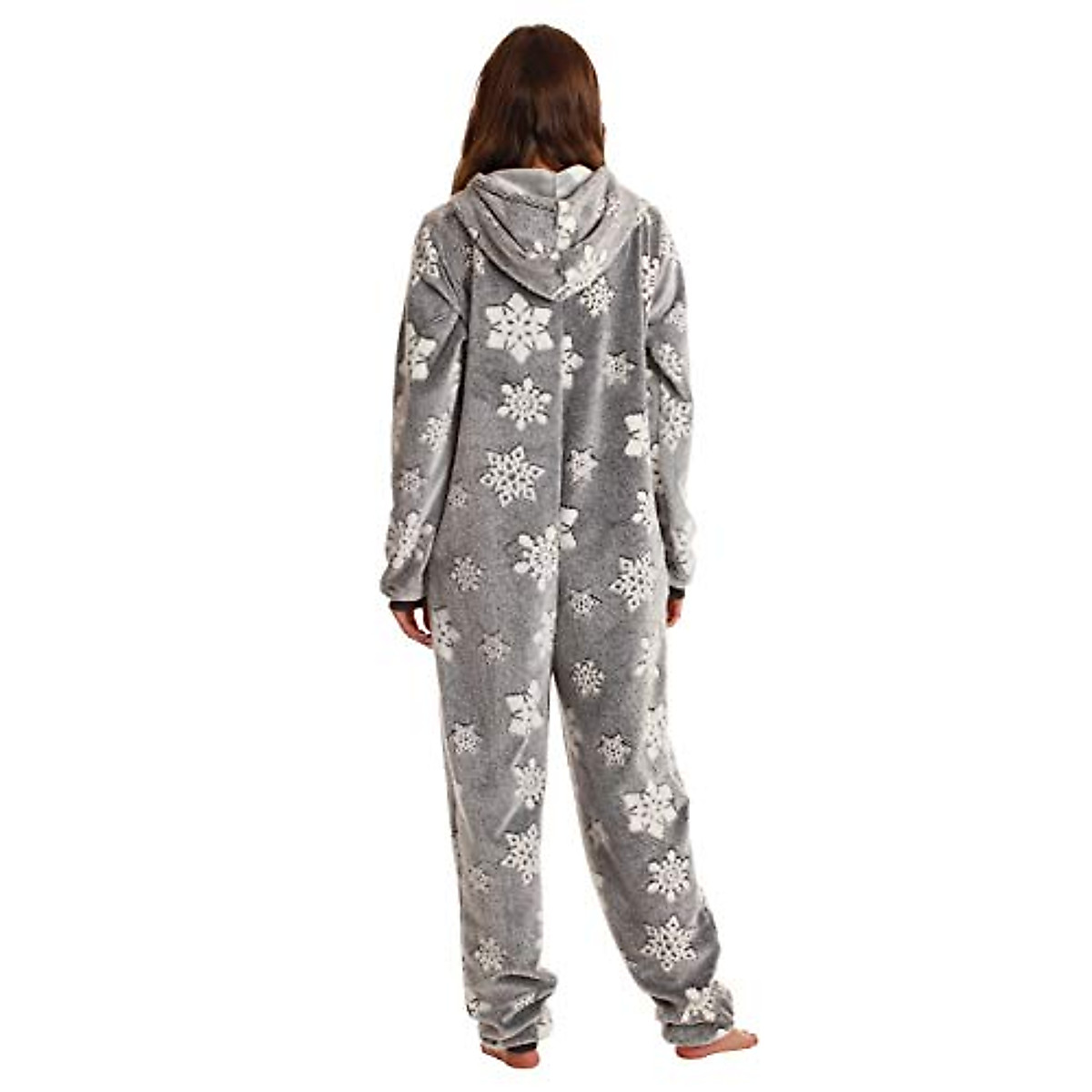 Just Love Ladies Embossed Plush Adult Onesie 6889-10540-GRY-M