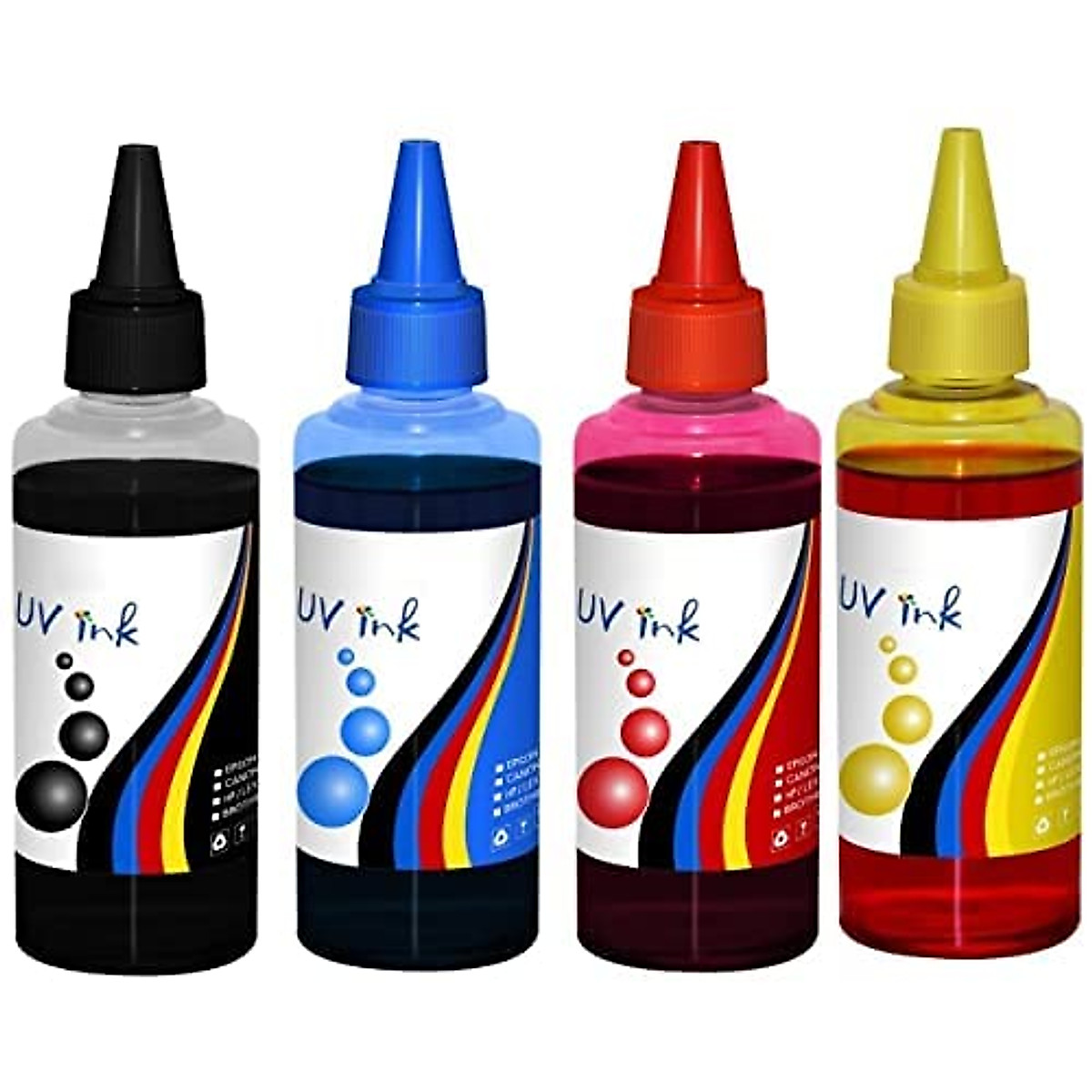 Veltec Premium Universal Refill Dye Ink for Epson, Canon, HP, Lexmark, Brother, Samsung, Dell, Kodak and Most Inkjet Printers – 4 Colors (3.4 oz Each Bottle)