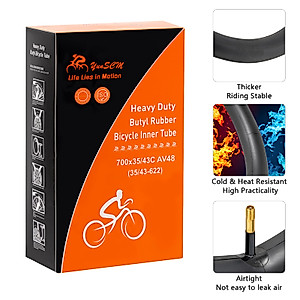 700C Heavy Duty Bike Tubes 700x35C/38C/40C/43C AV48 Schrader Valve (35/43-622) 700C Bicycle Inner Tubes Compatible with 700x35C 700x36C 700x37C 700x38C 700x40C 700x42C 700x43C Bike Tire Tubes 2-PCS