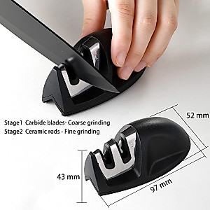 HISSF Chef Knife Set 7 Piece,Black High Carbon Stainless Steel Kitchen Knife Sets with Block Acrylic, Knife Block Set with Knife Sharpener Professional,Non Stick Coating for Rust Proof and Sharp