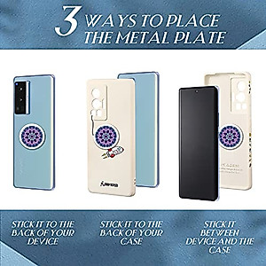 Weewooday 24 Pieces Phone Metal Plates Magnetic Mount Metal Plate for All Magnetic Car, Cell Phone, Tablet Holder, 12 Rectangle and 12 Round (Purple and Blue,Delicate Style)
