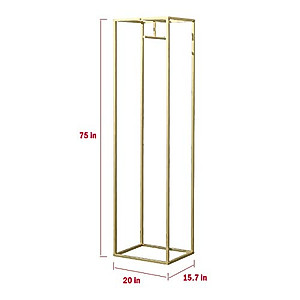 FURVOKIA Clothes Retail Heavy Duty Metal Garment Racks,Clothing Store Hanger Storage Shelves,Floor-Standing Display Rack (Gold Square Tube, 75" H)