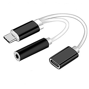 BNMK Adapter ,Type-c to Type-C+3.5mm Audio Adapter Headset Charging Two-in-one Adapter (Black)