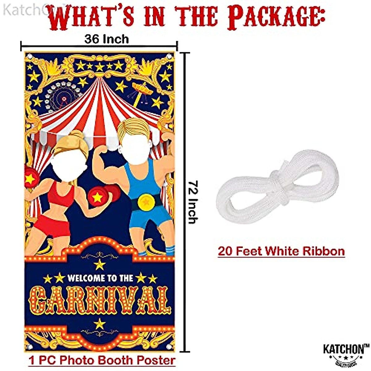 KatchOn, Carnival Photo Booth Backdrop - Large, 72x36 Inch | Carnival Photo Banner for Carnival Theme Party Decorations | Carnival Backdrop, Carnival Decorations for Event | Mardi Gras Decorations