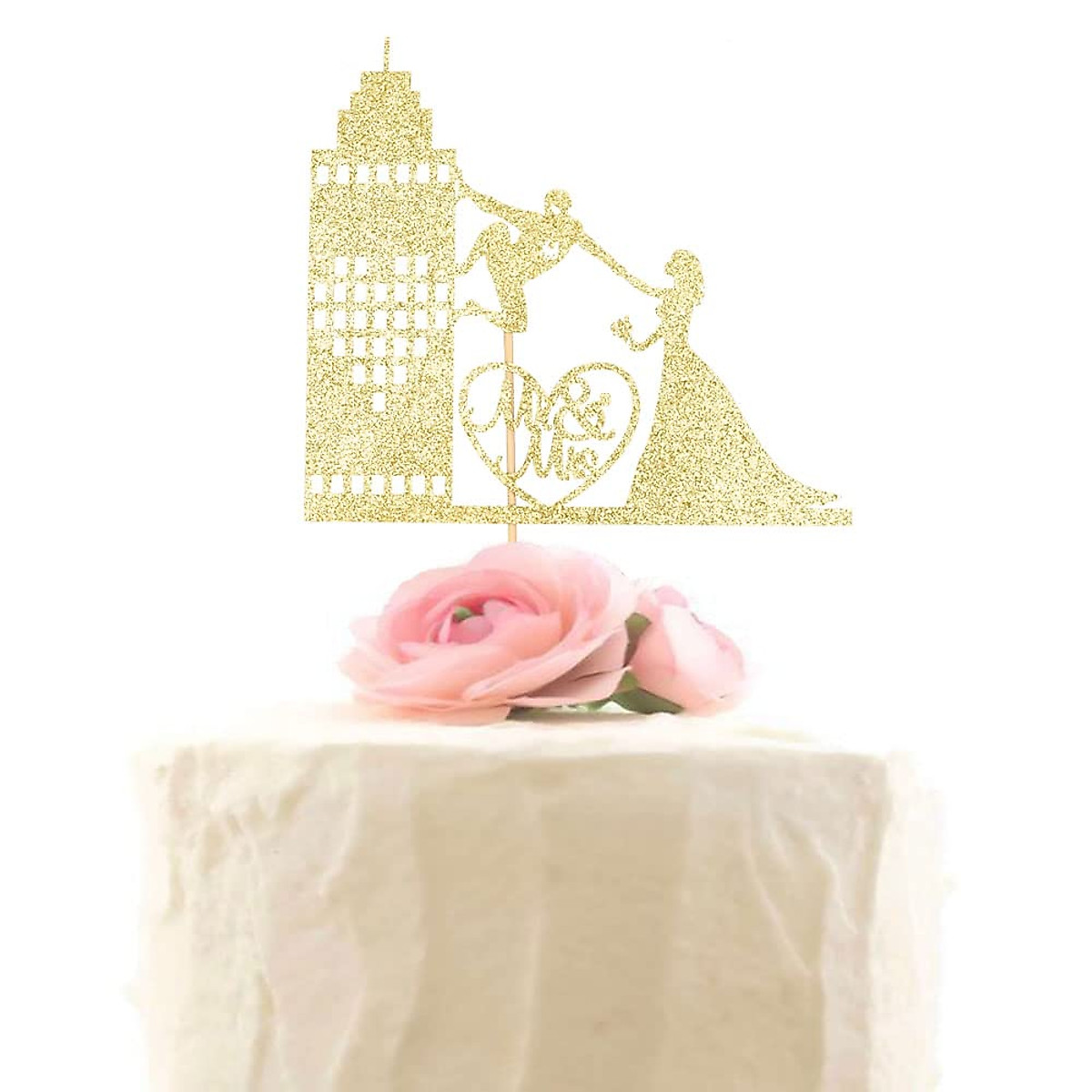 Spider-Man Wedding Cake Topper, Superhero Silhouette, Mr & Mrs Wedding Cake Decors, Bride and Groom Party Decorations, Gold Glitter