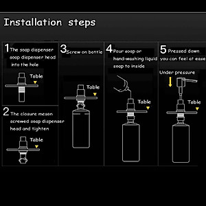 Soap Dispenser, Soap Dispenser for Kitchen Sink, Dish Soap Dispenser Chrome, Heavy Duty Soap Dispenser Pump Head, Built in Soap Dispenser