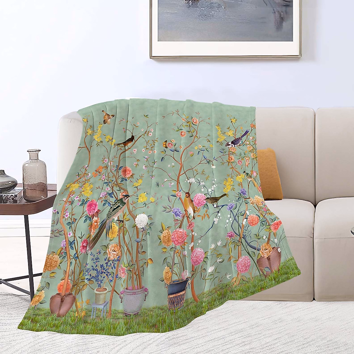 Exroozy Bird Floral Throw Blanket Flower Bird Blanket Gifts for Women Men Adults Kids Ultra Soft Cozy Warm Plush Fleece All Season Blanket Decoration for Couch Bed Sofa Chair Dorm 40''X50''
