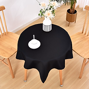 Wolkemer Small Square Tablecloth 36 x 36 Inch Washable Fabric Table Cloth Solid Black Table Cover for Nightstand End Bedside Table Tabletop Decoration