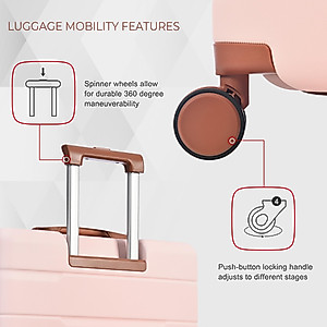 Merax 3 Pcs Expandable ABS Hardshell Luggage Sets with Spinner Wheel Suitcase TSA Lock Suit Case, Pink, (20/24/28)