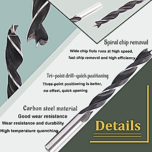 Swpeet 23Pcs 3mm -16mm (Approx 1/8", 3/16", 1/4", 5/16", 3/8", 1/2") Dowel and Tenon Center Set with Brad Point Drill Bit Set, 8Pcs Center Dowel Pins and 8Pcs Drill Stop Set