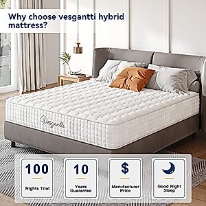 Vesgantti 8.6 Inch Multilayer Hybrid Twin Mattress - Multiple Sizes & Styles Available, Ergonomic Design with Memory Foam and Pocket Spring/Medium Firm Feel