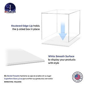 Marketing Holders Clear Acrylic Cube 10x10x10 with White Base Durable Plastic Box Collectible Items Cover Square Showcase Pedestal for Art
