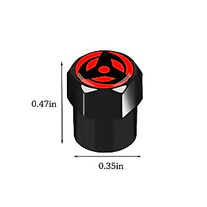 Anime Tire Valve Stem Caps, 4 Pack Car Tire Air Caps Cover, Hexagon Design Light-Weight Aluminum Alloy Screw-On Universal Auto Wheel Tire Stem Covers for Car, Truck, SUV, Motorcycle, Bike, Black