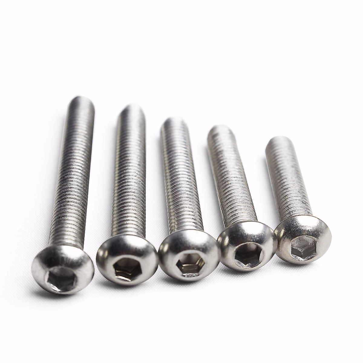 M5 x 20mm 25mm 30mm 35mm 40mm Button Head Socket Cap Screws Bolts, 304 Stainless Steel, Bright Finish, Metric Allen Hex Drive, Fully Threaded, 50PCS