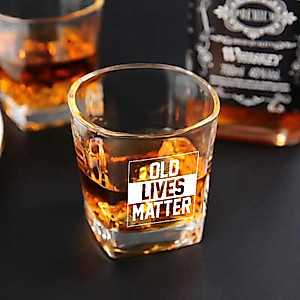 Old Lives Matter Whiskey Glass 8oz | Funny Birthday Gifts Retirement Gifts for Men | Fathers Day Christmas Gifts Gag Gifts for Men | Men Gifts for Birthday Christmas | Dad Gifts Grandpa Gifts