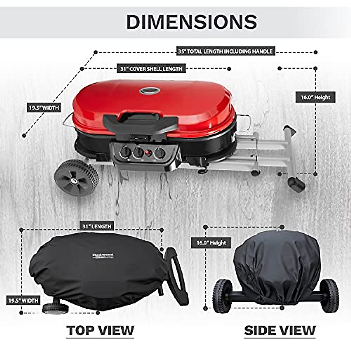 Coleman Grill Cover for Roadtrip LXX, LXE, and 285 - Heavy Duty, Waterproof Taped Seams by Redwood Grill Supply