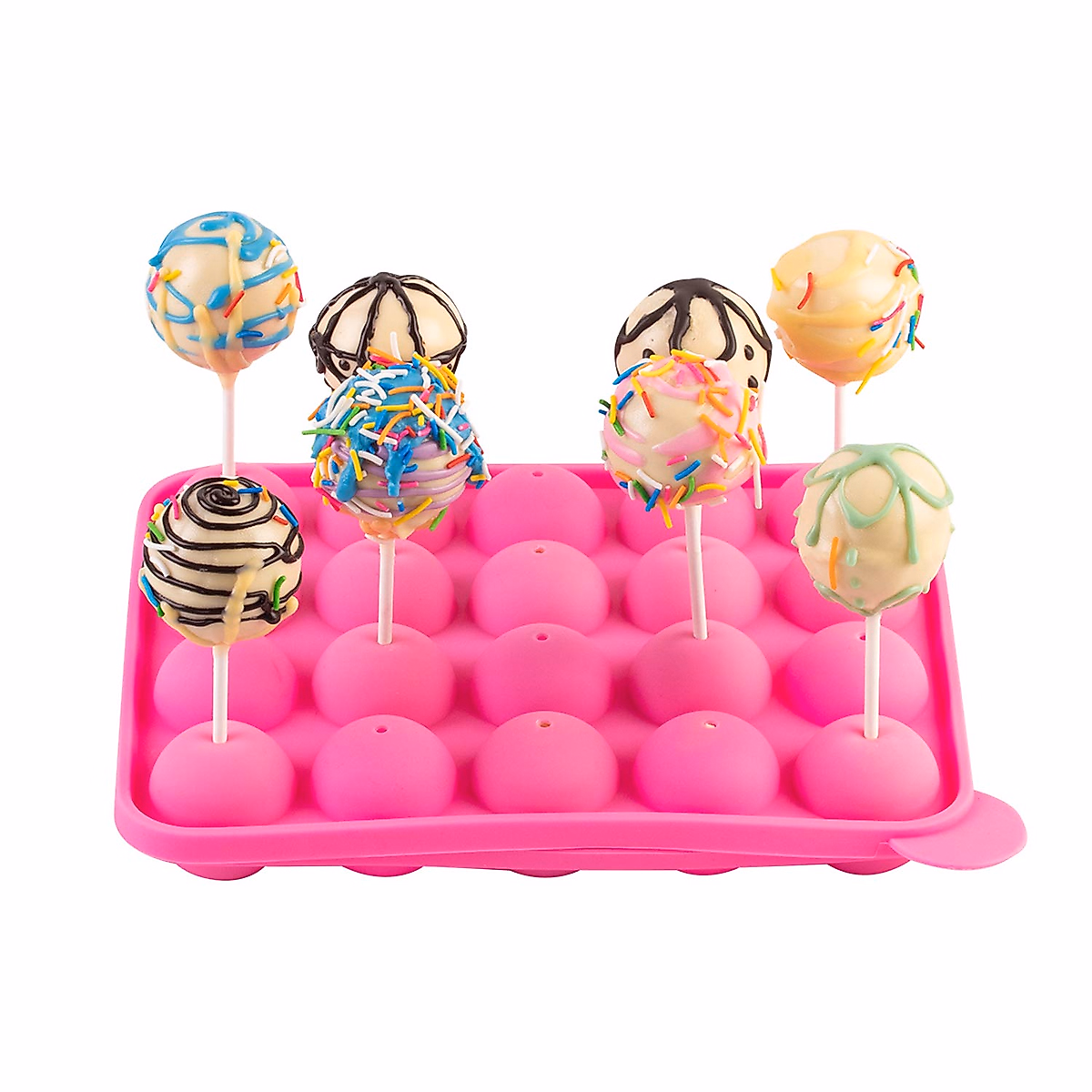 Cake Pop Maker Kit with 2 Silicone Mold Sets with 3 Tier Cake Stand, Chocolate Candy Melts Pot, Silicone Cupcake Molds, Paper Lollipop Sticks, Decorating Pen with 4 Piping Tips, Bag and Twist Ties
