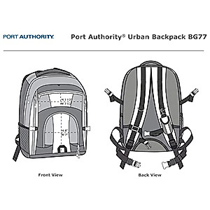 Port Authority Organizer Pocket Urban Backpack, Grey/Black/Stone, One Size