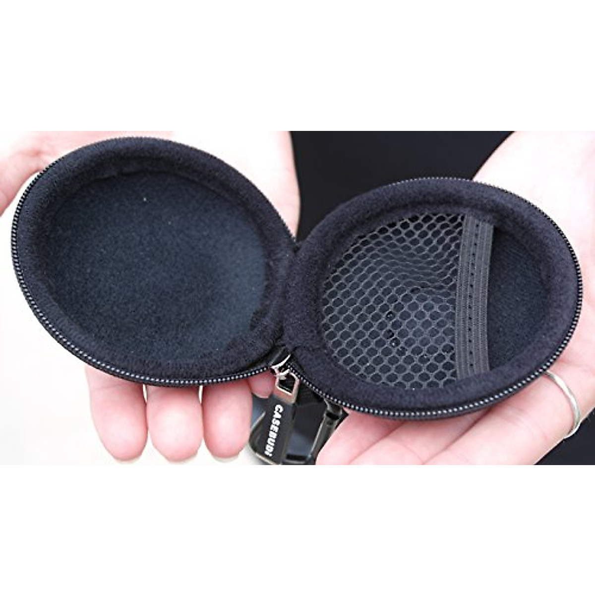 CASEBUDi Round Earbud and Phone Charger Storage Case with Carabiner | Pink Ballistic Nylon