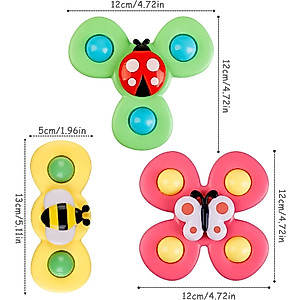 B bangcool 3PCS Spinner Toys Butterfly Cartoon Spinning Suction Toys Suction Cup Spinning Top Toy Spinner Toys Baby Bath Toy