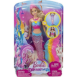 Barbie Dreamtopia Doll, Rainbow Lights Mermaid with Glimmering Light-Up Rainbow Tail, Headband and Blonde Hair