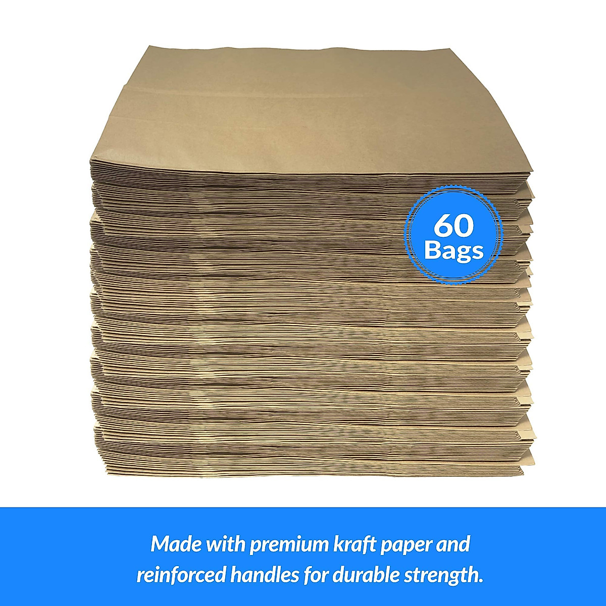 Reli. Paper Shopping Bags | 60 Pcs | Large 16"x6"x12" | Brown Paper Bags with Handles | Heavy Duty, 68 lbs Basis | Kraft Bags With Wide Base | Take Out/To Go, Retail, Shopping, Restaurant