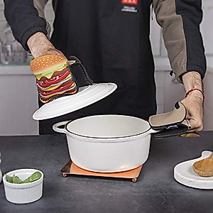 Creative Home Set of 2 (One Pair) Neoprene Oven Mitt Heat Resist Kitchen Gloves Pot Holder Grabber, 5.3" L x 5.7" W, Hamburger