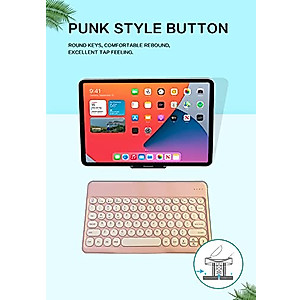 ElecMosWN Urtra Slim Bluetooth Keyboard for iPad Mac,Compact Rechargeable Wireless Keyboard for iPad,iPad Pro/Mini/Air,iPhone,MacBook,Windows Laptop Surface Pro Android Tablet Smartphone(Pink)