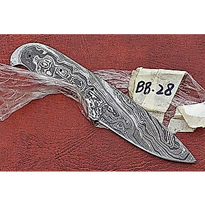 8 inches Long Drop Point Blank Blade Skinning Knife, Hand Forged Damascus Steel 4" Scale Space with 3 Pin Hole Space, 3.75 inches Cutting Edge