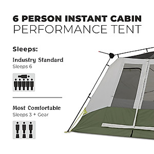 CORE 6 Person Instant Cabin Tent | Portable Large Pop Up Tent with Easy 60 Second Camp Setup for Family Camping | Included Hanging Organizer for Outdoor Camping Accessories