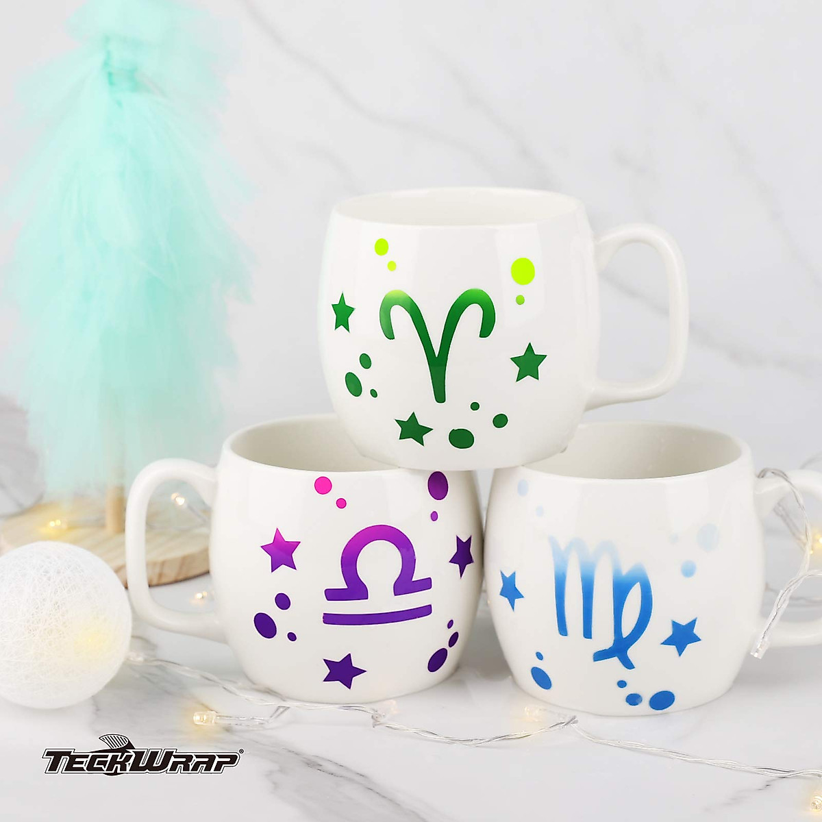 TECKWRAP Cold Sensitive Color Changing Vinyl for Craft Cutter Adhesive Permanent Vinyl Sheets(Translucent to Blue, Red, Purple,Orange,Yellow,Green),12" x 12" 6 Sheets/Pack