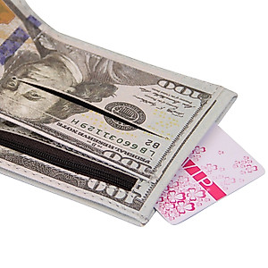 LUI SUI Men Us Dollar Bill Wallet Billfold Leather Credit Card Photo Holder