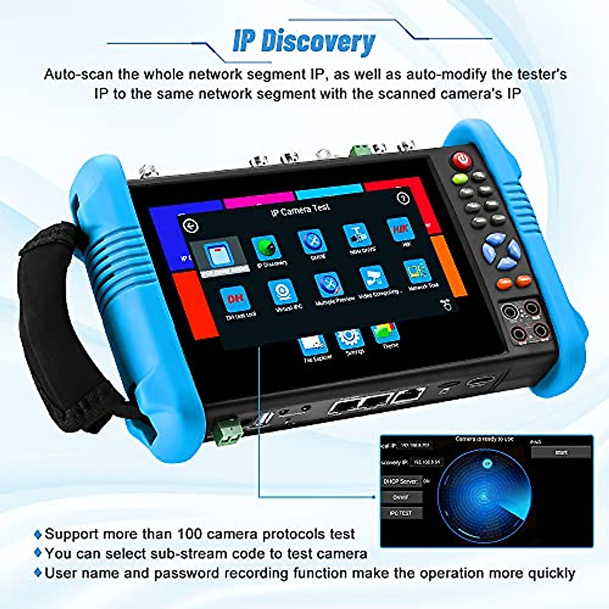 Wsdcam 7 Inch All in One IPS Touch Screen IP Camera Tester Security CCTV Tester Monitor with SDI/TVI/AHD/CVI/TDR/OPM/VFL/POE/4K H.265/1080p HDMI in&Out/Firmware Upgraded 9800MOVTSADH-Plus