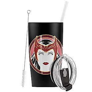 Wandavision OFFICIAL Scarlet Witch Icon Stainless Steel 20 oz Travel Tumbler, Vacuum Insulated & Double Wall with Leakproof Sliding Lid