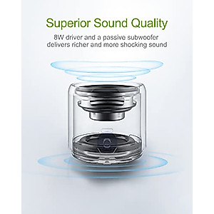 EWA A106Max Loud Bluetooth Speakers Extra Deep Bass, 8W HD Sound Louder Volume Wireless Speaker, Bluetooth 5.0 Wireless for Home, Party, Outdoor, Travel (Black)