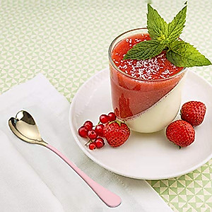 HISSF Dessert Spoons, Heart Shaped Spoons, 18/10 Stainless Steel Spoon Set 4 Pack, 6.7 inches, Ice Cream Spoons, Stirring Spoon