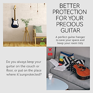 LALAOKS Guitar Wall Mount Guitar Hanger Metal Black for Acoustic Electric Bass Guitars Ukulele and More Instruments (Guitar Type)