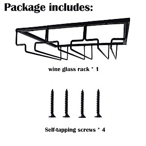 AMUFYSHH 3 Rows Wine Glass Rack for Under Cabinet, Hanging Wine Glasses Metal Stemware Racks, Storage Organizer for Kitchen Cabinet Bar(SINGLE)