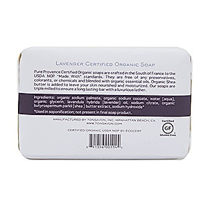 Pure Provence Natural and Organic Triple Milled French Lavender Soap | Organic Shea Butter | Luxury Full-Size Bars | 100% Vegetable Based | Relaxing | 5.3 oz (150g) Soaps (3 Bars)