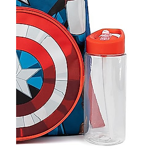 Marvel Boys Backpack | Captain America 4-Piece School Bag Set | Avengers Merchandise | Multiple Compartments