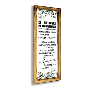 Maoerzai Bless This Home Wall Decor, Bless This House Wood Plaque Inspiring Quote, A House Blessing 6 X16 Inch Hanging Sign, Christian Religious Home Decor Saying. (White-Blessing sign)