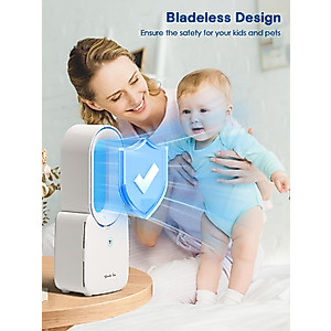 let'me Desk Fan,Portable Bladeless Fan 11.8 inch Small Personal Cooling Fan with 5 Colors Touch Control LED Light,Quiet Table Fan for Home, Office, Bedroom