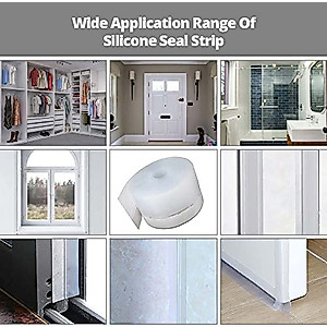 Silicone Seal Strip, Horuhue 16.4FT Transparent Door Strip Bottom Weather Stripping for Doors Silicone Sealing Sticker Adhesive for 0-30MM Doors and Windows Gaps(Width 45mm)